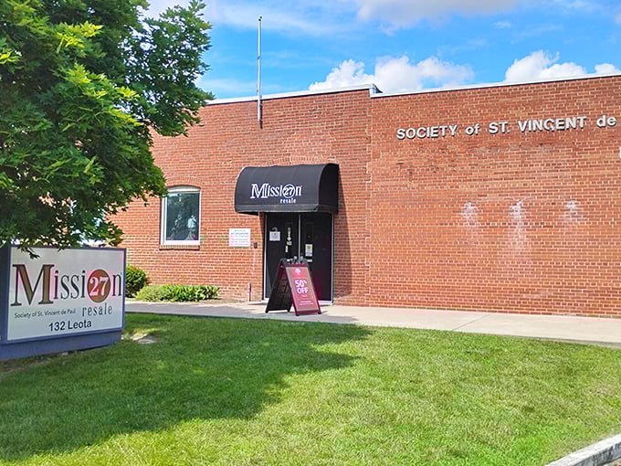The unassuming brick exterior of Mission 27 Resale houses a treasure trove that would make any bargain hunter's heart skip a beat.