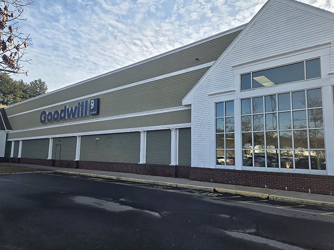 The unassuming exterior of Goodwill in Hudson hides a treasure trove within—like finding an unmarked speakeasy that serves bargains instead of bourbon.