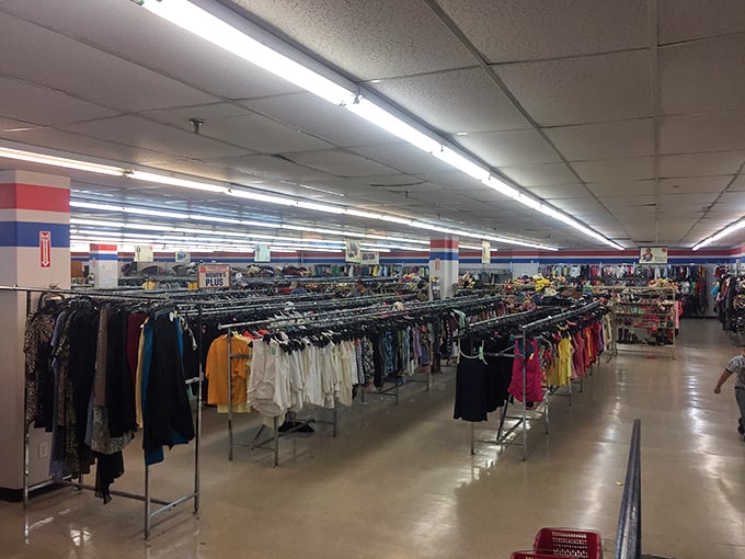 Rows upon rows of clothing possibilities. Your next favorite outfit is hiding somewhere in this textile sea.