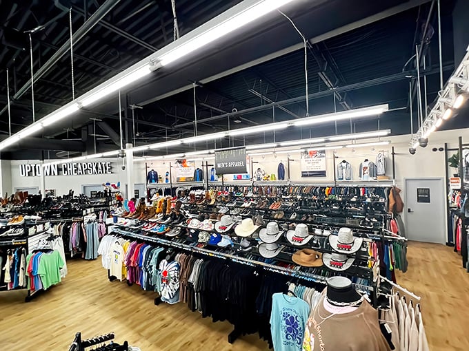 A shopper's paradise awaits inside with meticulously organized racks that make traditional thrift stores look like your teenager's bedroom floor.