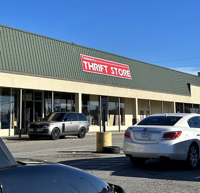 The green-roofed treasure chest of North Charleston beckons with its bold red signage—a siren call to bargain hunters and nostalgia seekers alike.