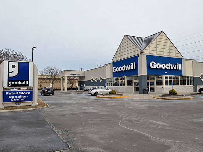 From this angle, you can almost hear the building whispering, "Come inside… your next vintage designer find is waiting just beyond these doors."