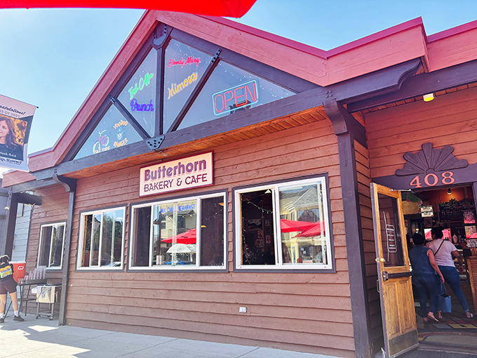 The rustic wooden exterior of Butterhorn Bakery & Cafe beckons like an old friend, promising comfort and calories in equal measure.
