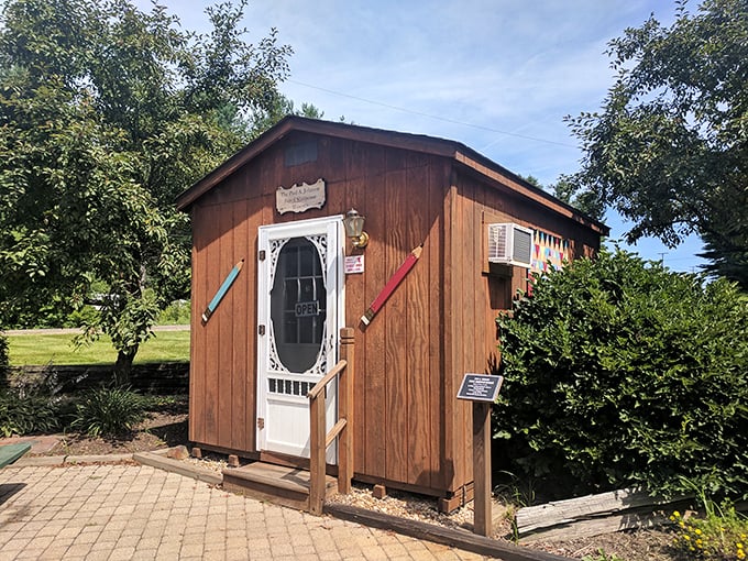 The original home of the collection - a charming wooden shed that proves big dreams can start in small spaces.