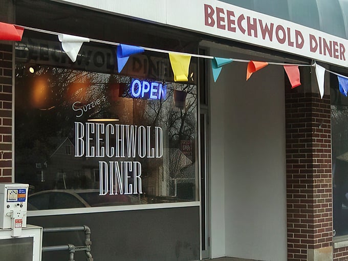 Colorful pennants and a welcoming "OPEN" sign invite hungry patrons into this Columbus institution. Like a breakfast siren song you can't—and shouldn't—resist.