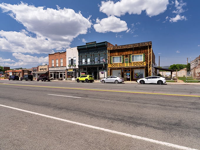 Colorful brick buildings line Panguitch's Main Street, where time seems to move at the perfect pace—just slow enough to notice life's details.