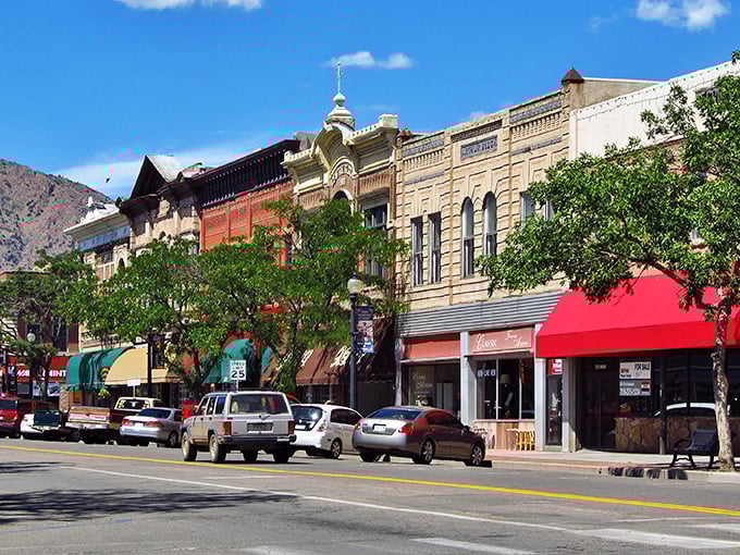 Historic storefronts with colorful awnings line downtown Cañon City, where window shopping doesn't require a second mortgage.