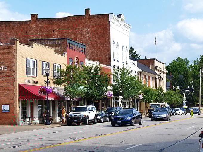 Main Street Americana isn't just a concept—it's alive and thriving in Chagrin Falls, where historic brick buildings and colorful awnings create the perfect small-town tableau.