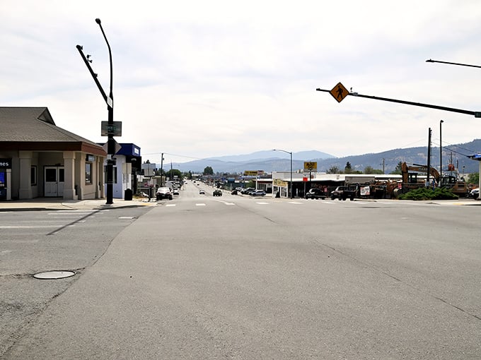 Main Street stretches toward mountain vistas, offering that perfect small-town feel where rush hour means three cars at the stoplight.