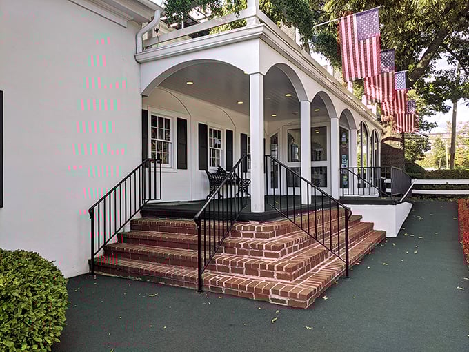 The stately white colonial facade of William Penn Inn welcomes guests with classic columns and brick steps—architectural elegance that whispers of Pennsylvania's storied past.