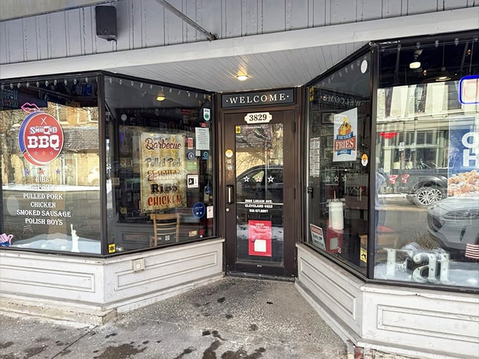 It may look like just another corner shop, but step closer and the smoky aroma spilling from this Cleveland BBQ joint will tell you you’ve found the real deal.