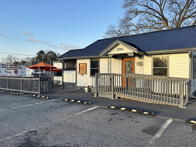The unassuming exterior of Big Shanty Smokehouse proves once again that the best barbecue joints don't waste money on fancy architecture—they invest in smokers instead.