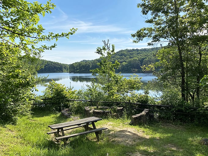 Mother Nature's living room, complete with the perfect picnic spot. That view isn't Photoshopped – it's just Ohio showing off its hidden talents.
