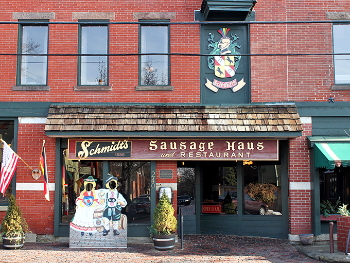 The historic brick façade of Schmidthaus Restaurant stands proudly on Columbus Grove's main street, a time capsule of German-American heritage waiting to be discovered.