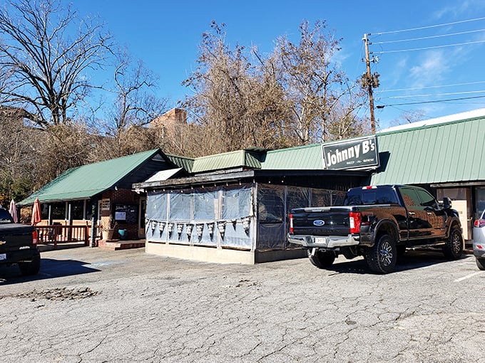 Johnny B's modest green-roofed exterior might not scream "culinary destination," but that's exactly how the best hidden gems operate—hiding in plain sight.