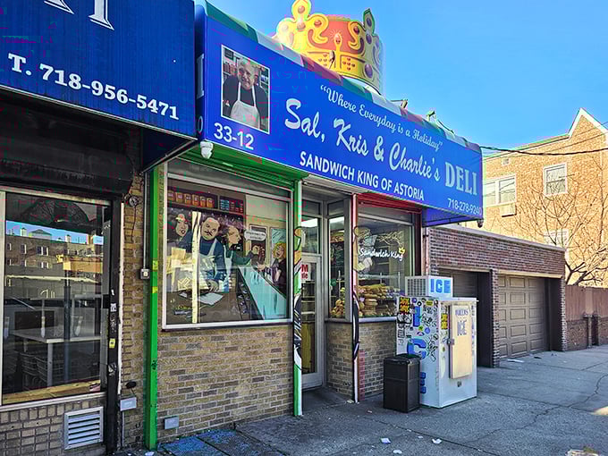 The royal blue awning proclaims "Where Everyday is a Holiday" – and with sandwiches this legendary, who could argue?