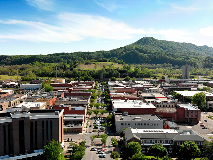 Downtown Kingsport nestles perfectly between mountain and sky, like a Norman Rockwell painting that somehow includes affordable housing.