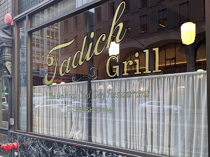 "America's oldest restaurant" proudly displayed on the window – when a place has been serving since 1849, they've earned the right to brag a little.