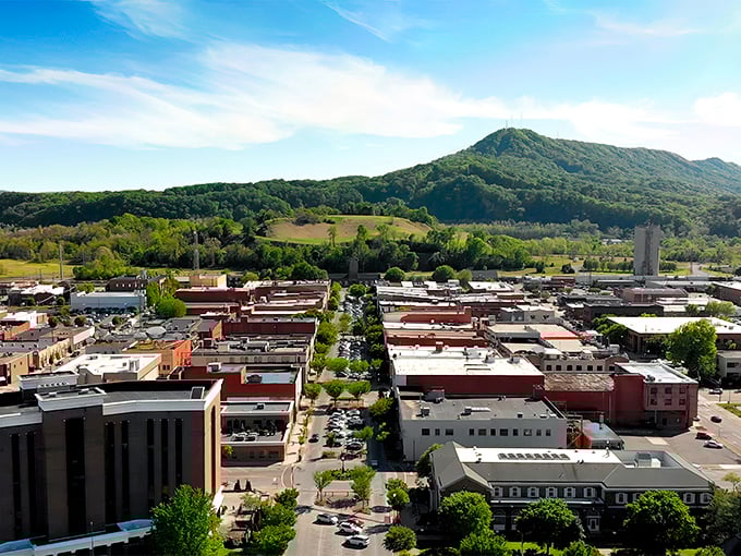 Downtown Kingsport nestles perfectly between mountain and sky, like a Norman Rockwell painting that somehow includes affordable housing.