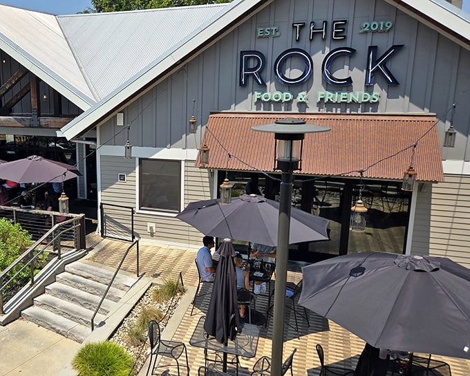 The Rock stands proud in Springfield, its modern-rustic exterior and inviting patio practically shouting, "Come in, we've got something delicious waiting for you!"