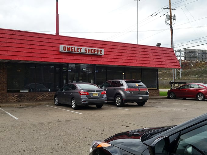 That iconic red roof isn't just a design choice—it's a beacon of breakfast hope for hungry Parkersburg locals seeking their morning egg fix.