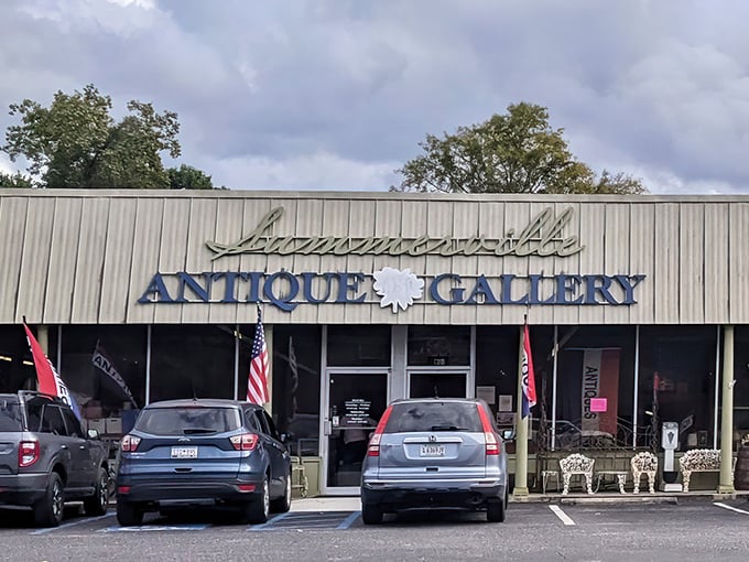 The unassuming exterior of Summerville Antique Gallery belies the treasure trove within. Like a time-travel portal disguised as a storefront, it beckons with promises of discovery.