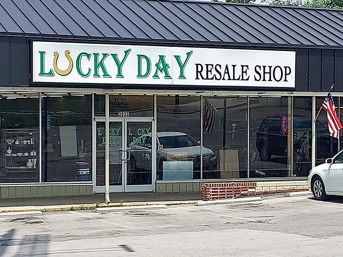 The unassuming storefront hides a treasure trove within. Like finding an oasis in a strip mall desert, Lucky Day beckons bargain hunters with its siren song.