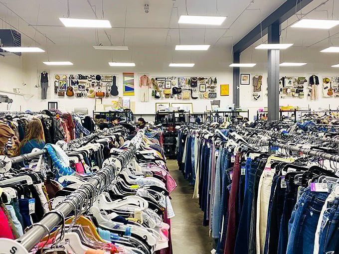 Rack after rack of fashion possibilities stretching to the horizon. Treasure hunting has never looked so organized—or so promising!