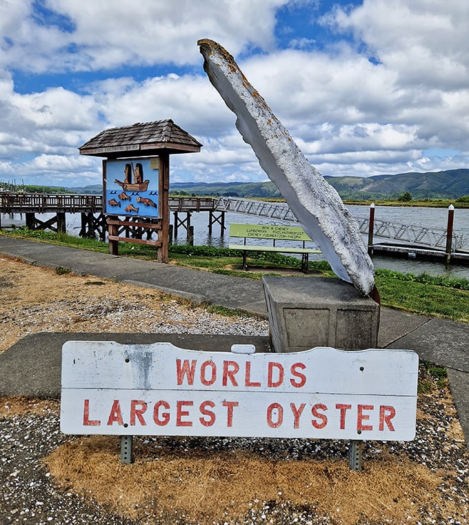 That magnificent concrete shell isn't just big—it's a full-sized love letter to South Bend's oyster heritage.