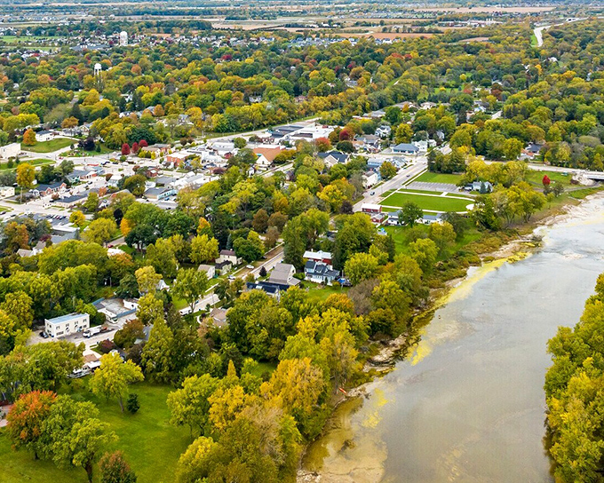 Autumn paints Waterville in a masterpiece of golds and reds as the Maumee River curves gently alongside this picturesque Ohio town.