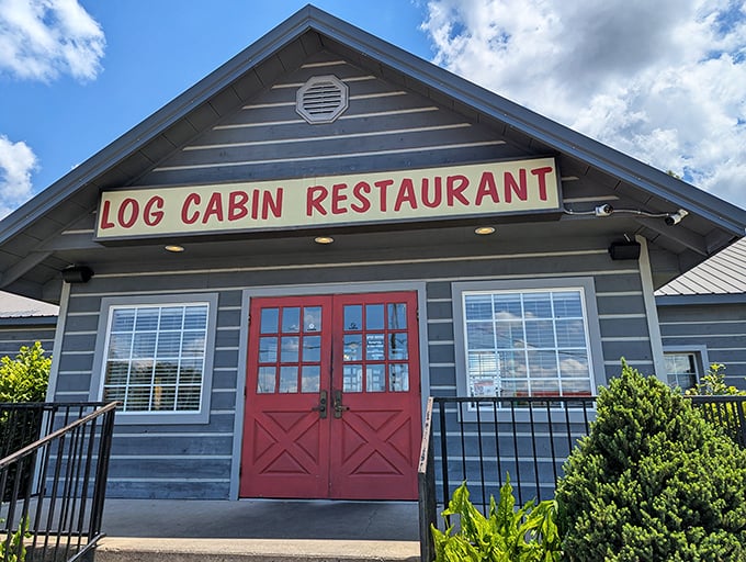 Those crimson barn doors aren't just for show – they're your gateway to some seriously satisfying Southern comfort food.