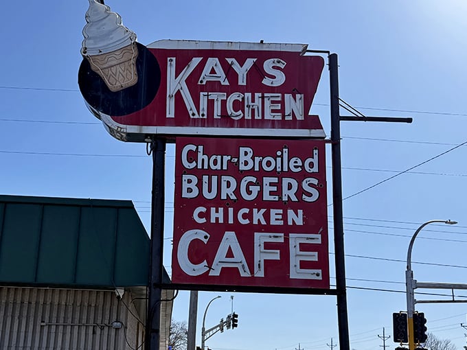That vintage sign isn't just advertising—it's practically broadcasting deliciousness across central Minnesota like some kind of breakfast beacon.