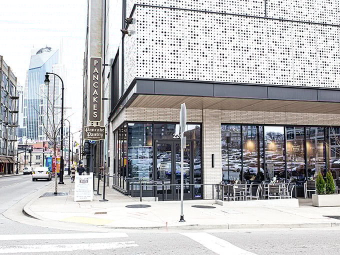 The downtown location brings modern flair to a Nashville tradition, with sleek architecture that still promises pancake perfection inside.