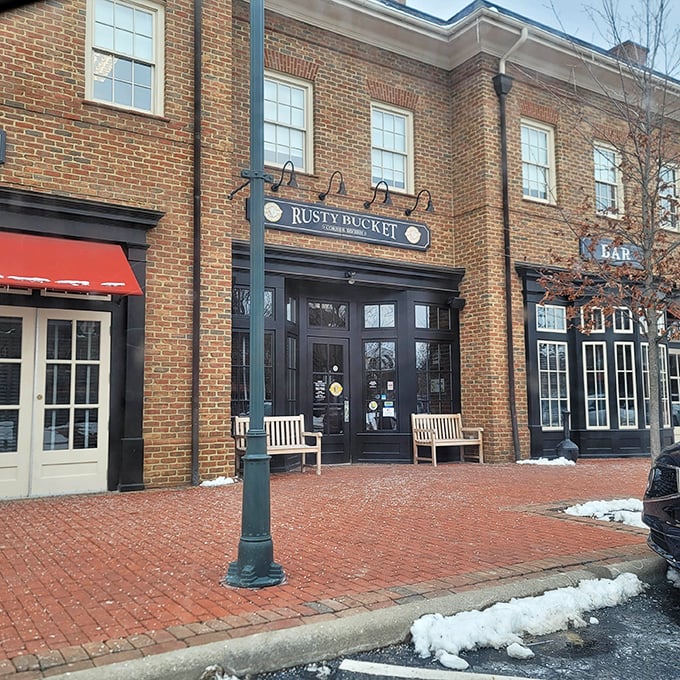 The brick facade of Rusty Bucket welcomes you like an old friend who's secretly a culinary genius.