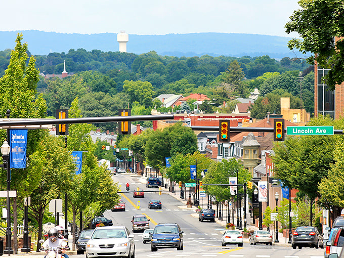 Main Street stretches toward rolling hills, offering that perfect small-town vibe where traffic lights seem more like friendly suggestions than urban necessities.