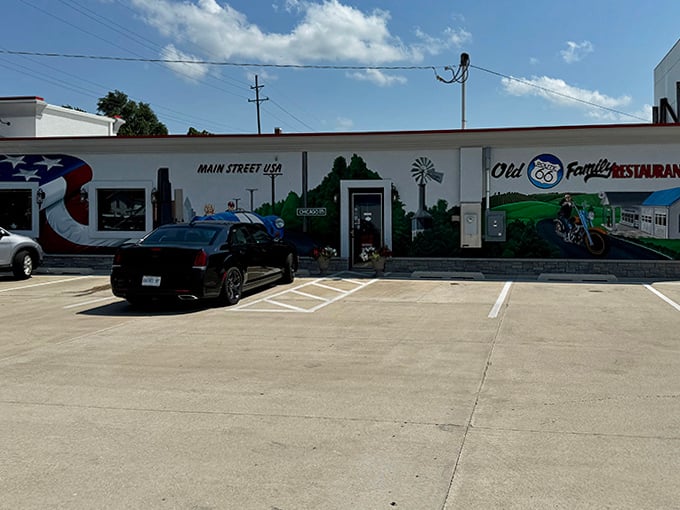 The classic Route 66 shield beckons hungry travelers like a roadside oasis. This unassuming exterior houses comfort food dreams that have sustained road-trippers for generations.