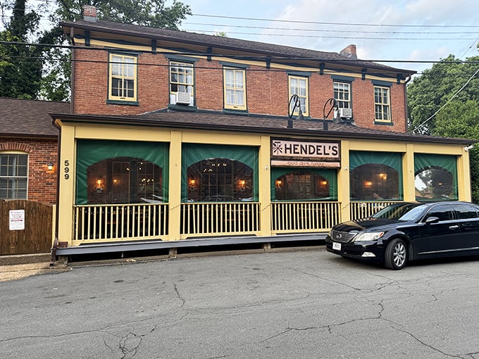 Brick, charm, and those iconic green awnings – Hendel's exterior promises the kind of place where memories are made and stuffed mushrooms are devoured.