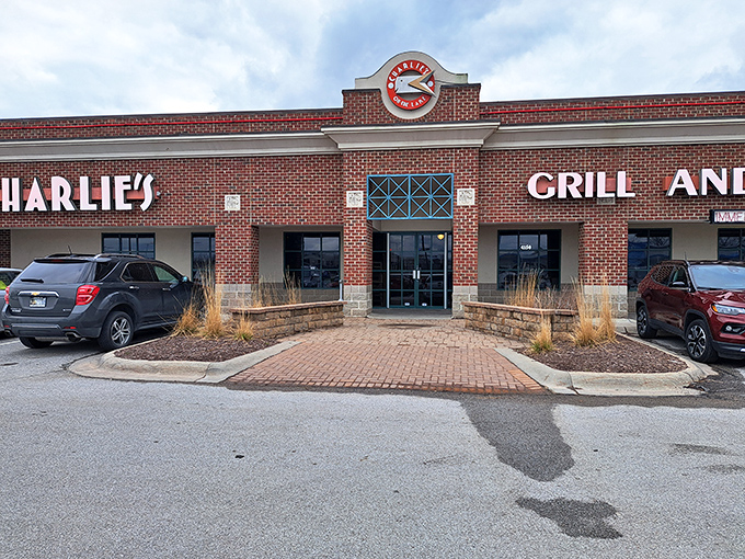 The brick façade of Charlie's on the Lake stands proudly in Omaha, its fish logo promising maritime delights in the most landlocked of settings.