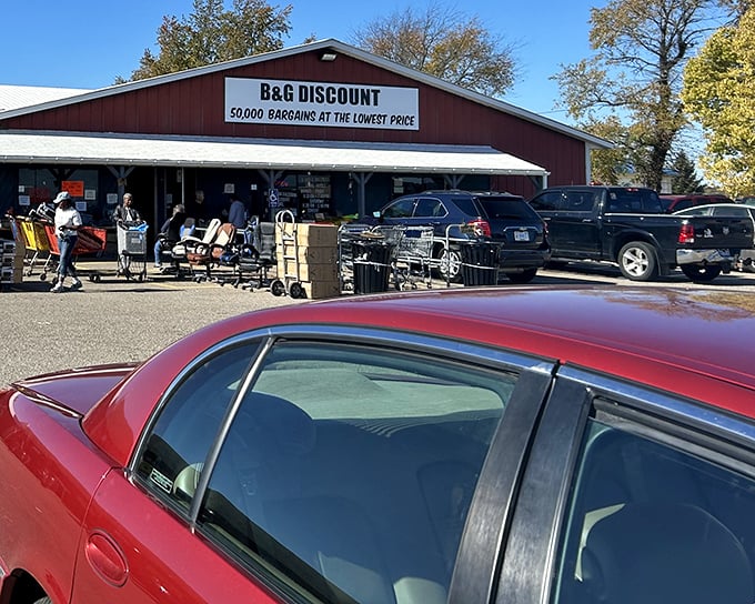 When the parking lot looks this busy on a regular Tuesday, you know something special is happening inside those red barn walls.