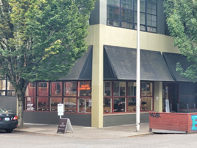 Fuller's modest exterior hides Portland's breakfast treasure like Clark Kent's glasses hide Superman. The black awnings and corner location whisper rather than shout.