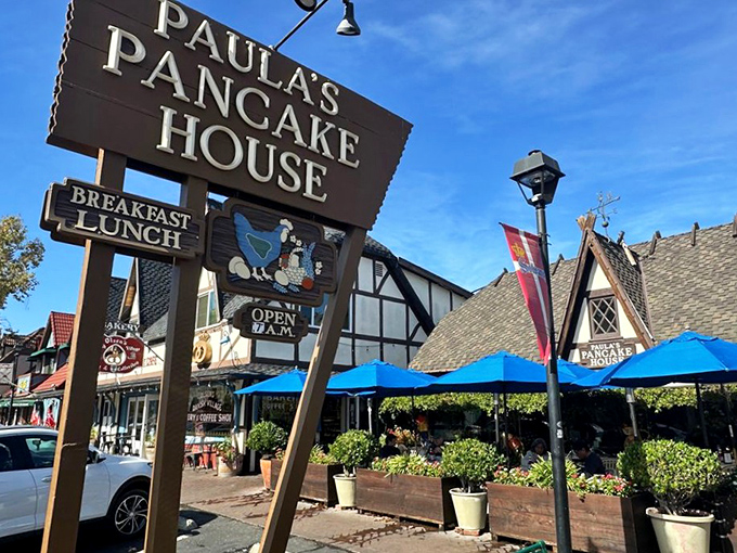 That classic Danish-style architecture isn't just for show – it's your first clue that serious pancake magic happens inside.