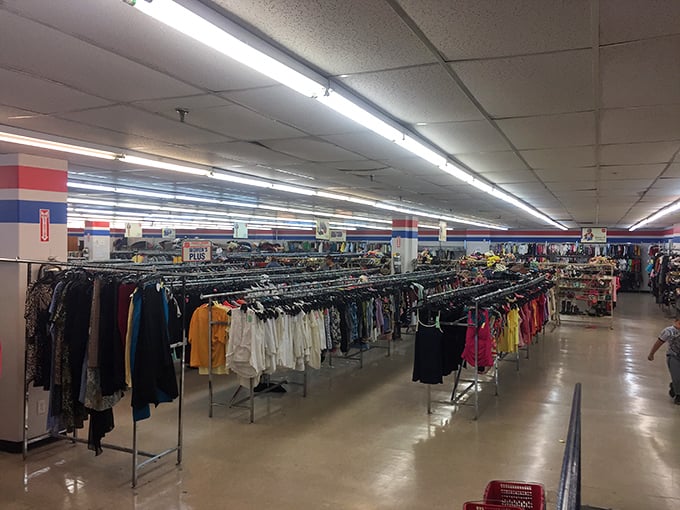 Rows upon rows of clothing possibilities. Your next favorite outfit is hiding somewhere in this textile sea.
