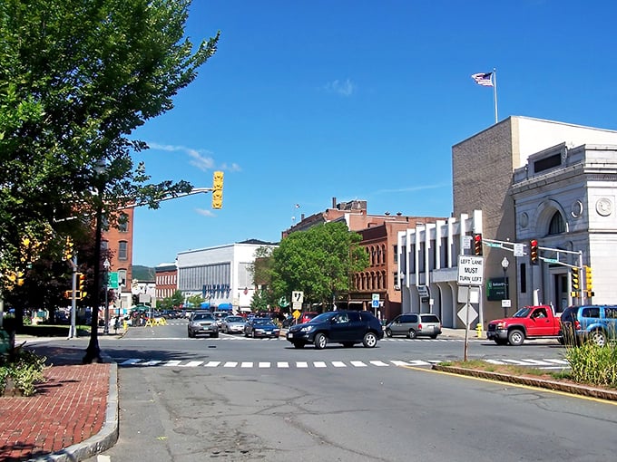 Downtown Greenfield captures that perfect small-town New England vibe—historic brick buildings, actual parking spots, and not a chain store in sight.