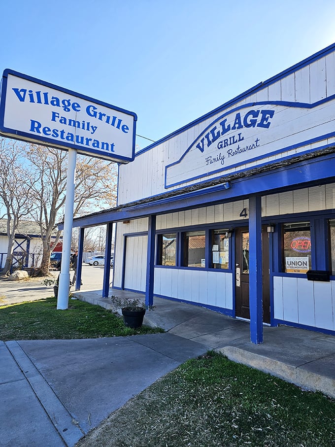 Another angle reveals the restaurant's charming façade, where the "Family Restaurant" sign speaks volumes about the welcoming atmosphere waiting inside.