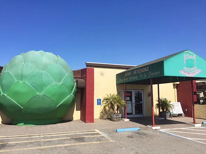 That giant green globe isn't a prop from a vintage sci-fi movie—it's your delicious destination calling.