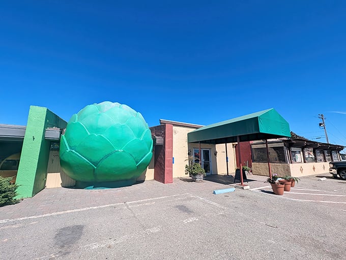You can't miss it! The iconic green artichoke sculpture stands proudly outside this Castroville landmark, promising veggie adventures within.