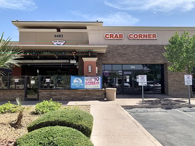 The desert mirage that delivers on its promises – Crab Corner's unassuming exterior hides a seafood sanctuary that would make Baltimore proud.
