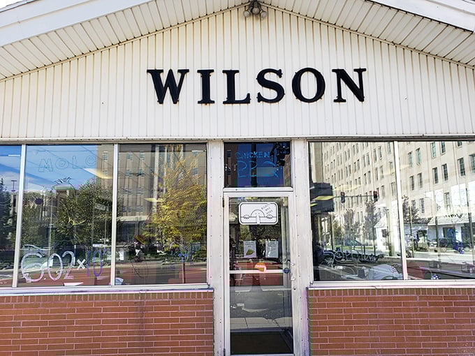 The white facade of Wilson’s stands as a beacon of comfort food in downtown Findlay, a timeless promise of simple pleasures that never go out of style.