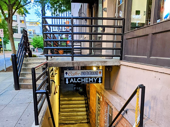 Those stairs aren't leading to a speakeasy—though the coffee buzz you'll get might feel just as illicit. Welcome to Greenville's worst-kept delicious secret.