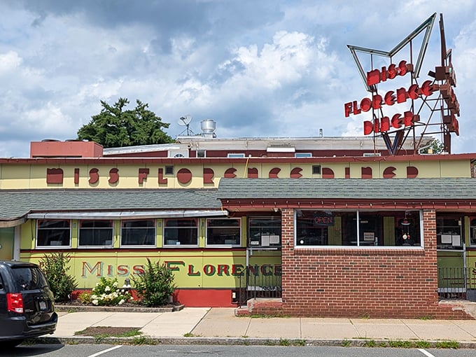 Classic diner architecture at its finest – where yellow trim meets American breakfast dreams come true.